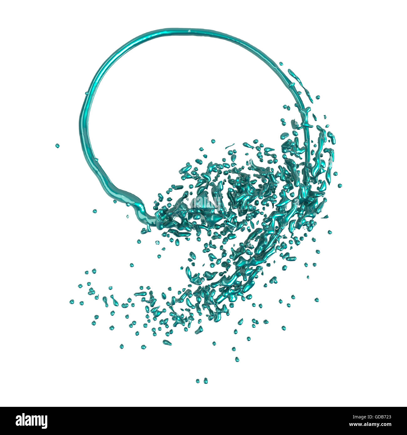 liquid splashes circle with drops render isolated Stock Photo - Alamy