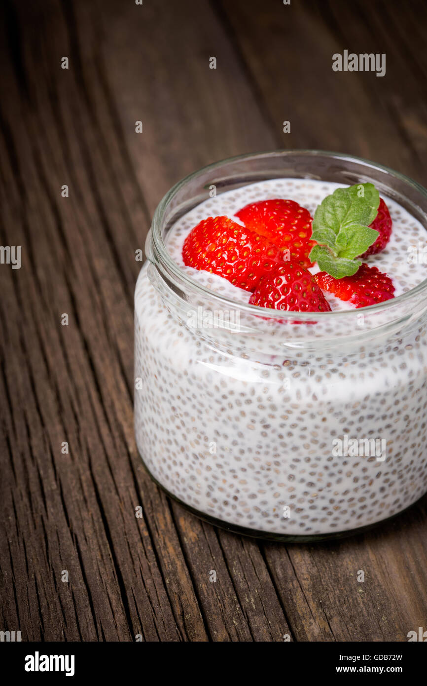 Vegan chia seeds strawberry desert Stock Photo - Alamy