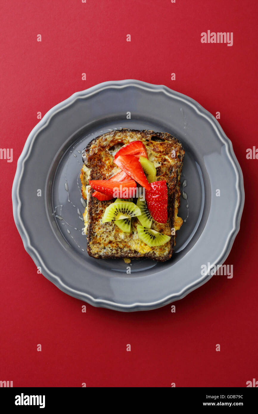 toast with fruits, food top view Stock Photo - Alamy
