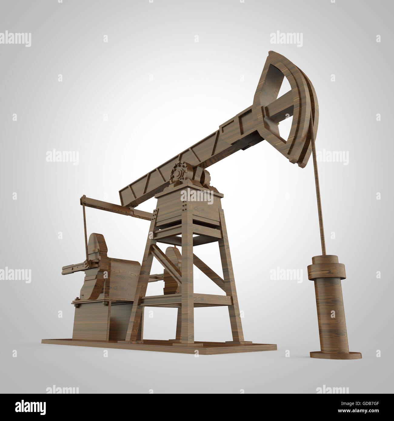 High detailed wood pump-jack, oil rig. isolated rendering. fuel ...