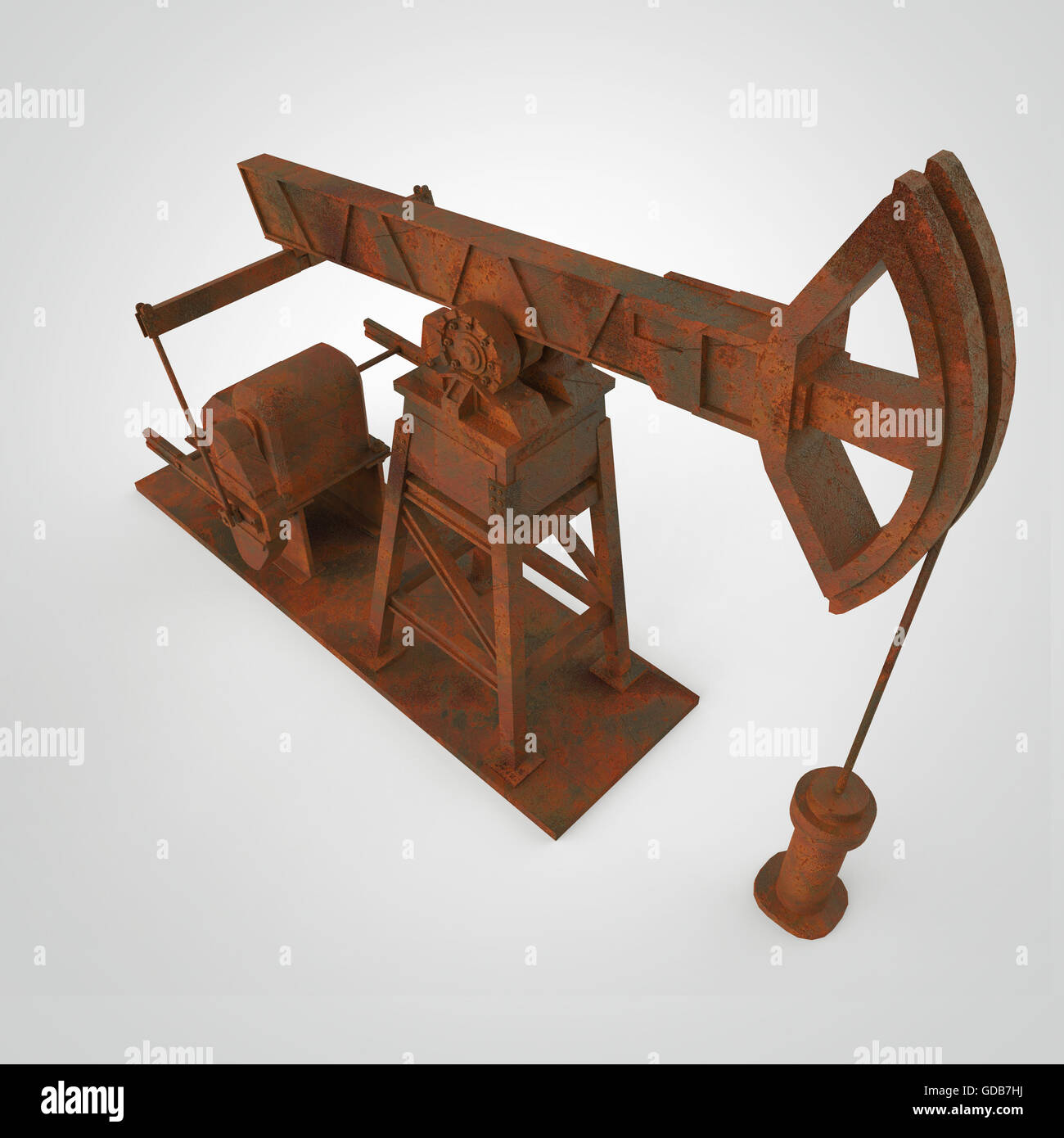High detailed rusty pump-jack, oil rig. isolated rendering. fuel ...