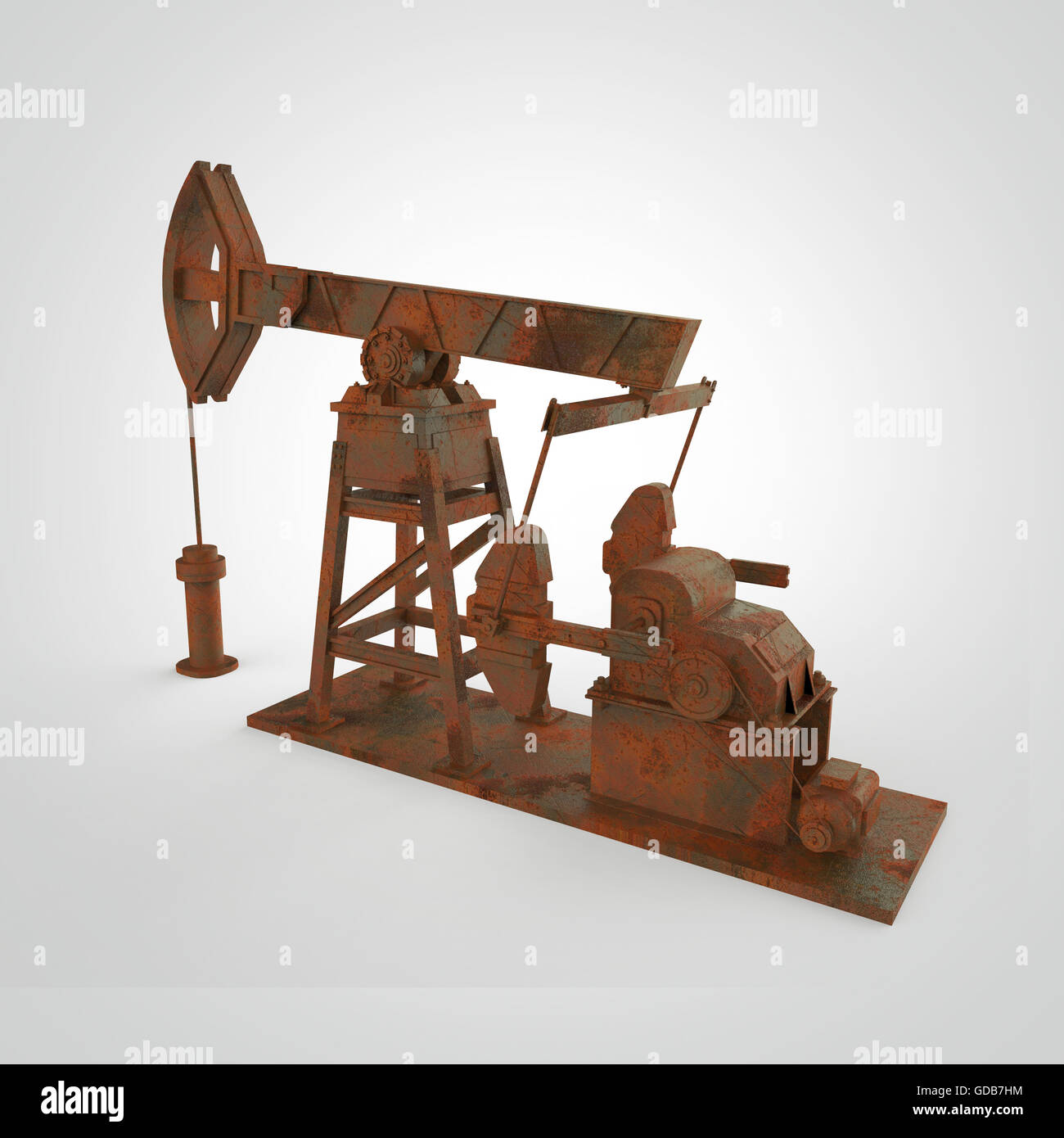 High detailed rusty pump-jack, oil rig. isolated rendering. fuel ...