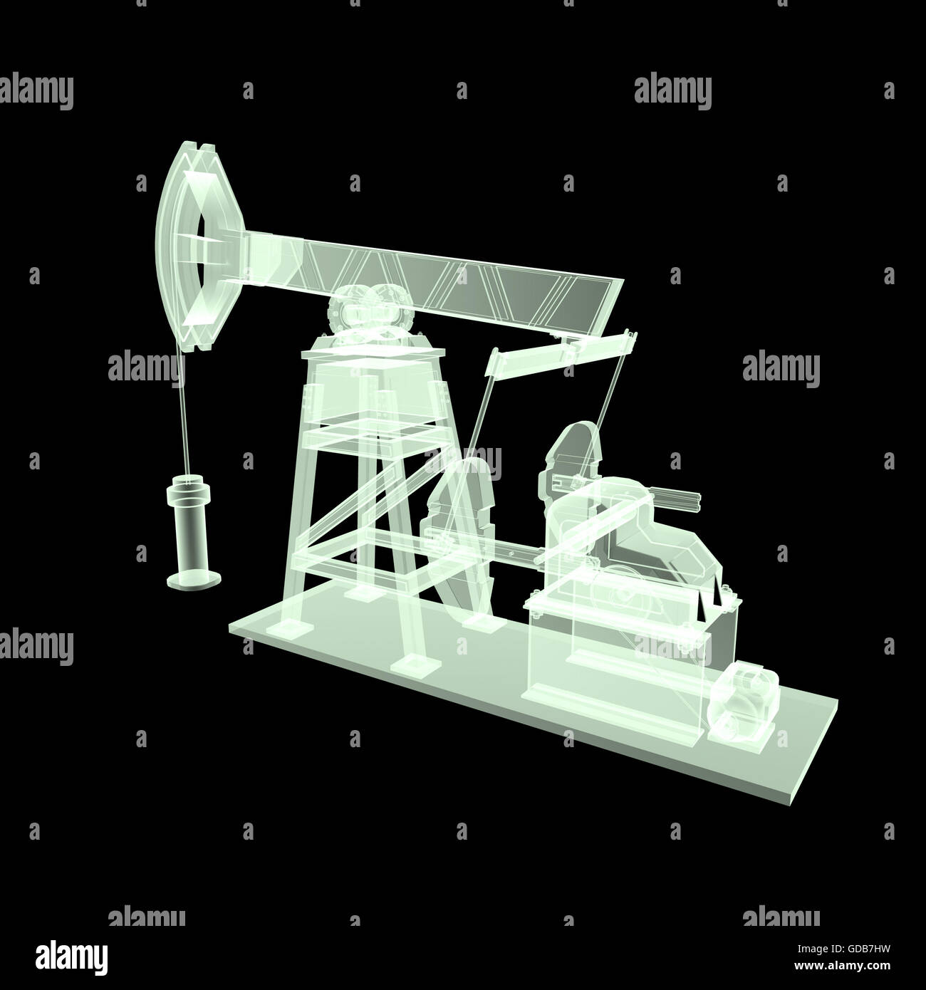 High detailed x-ray pump-jack, oil rig. isolated rendering. fuel ...