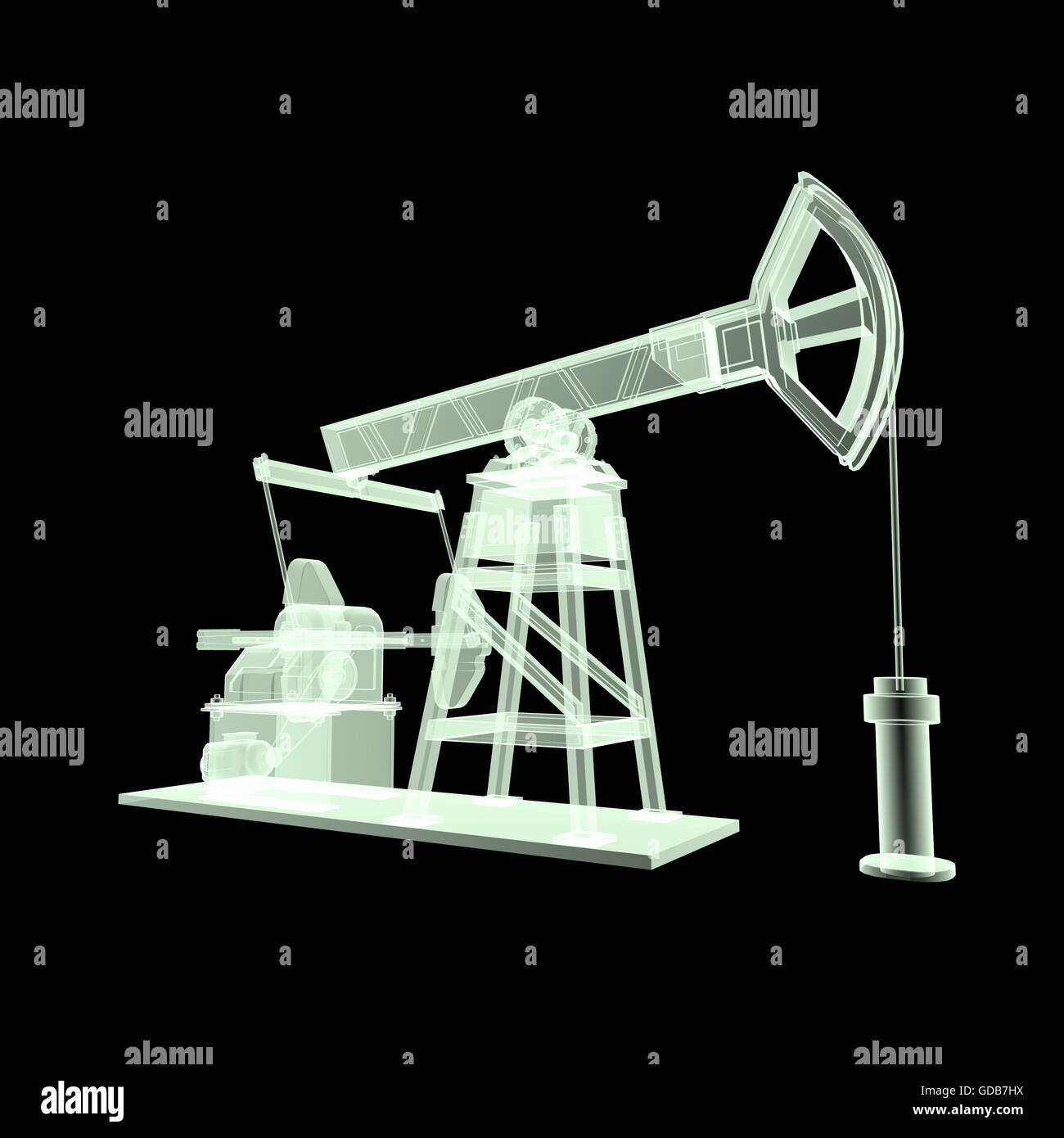 High detailed x-ray pump-jack, oil rig. isolated rendering. fuel ...