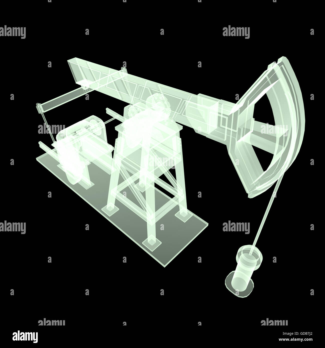High detailed x-ray pump-jack, oil rig. isolated rendering. fuel ...