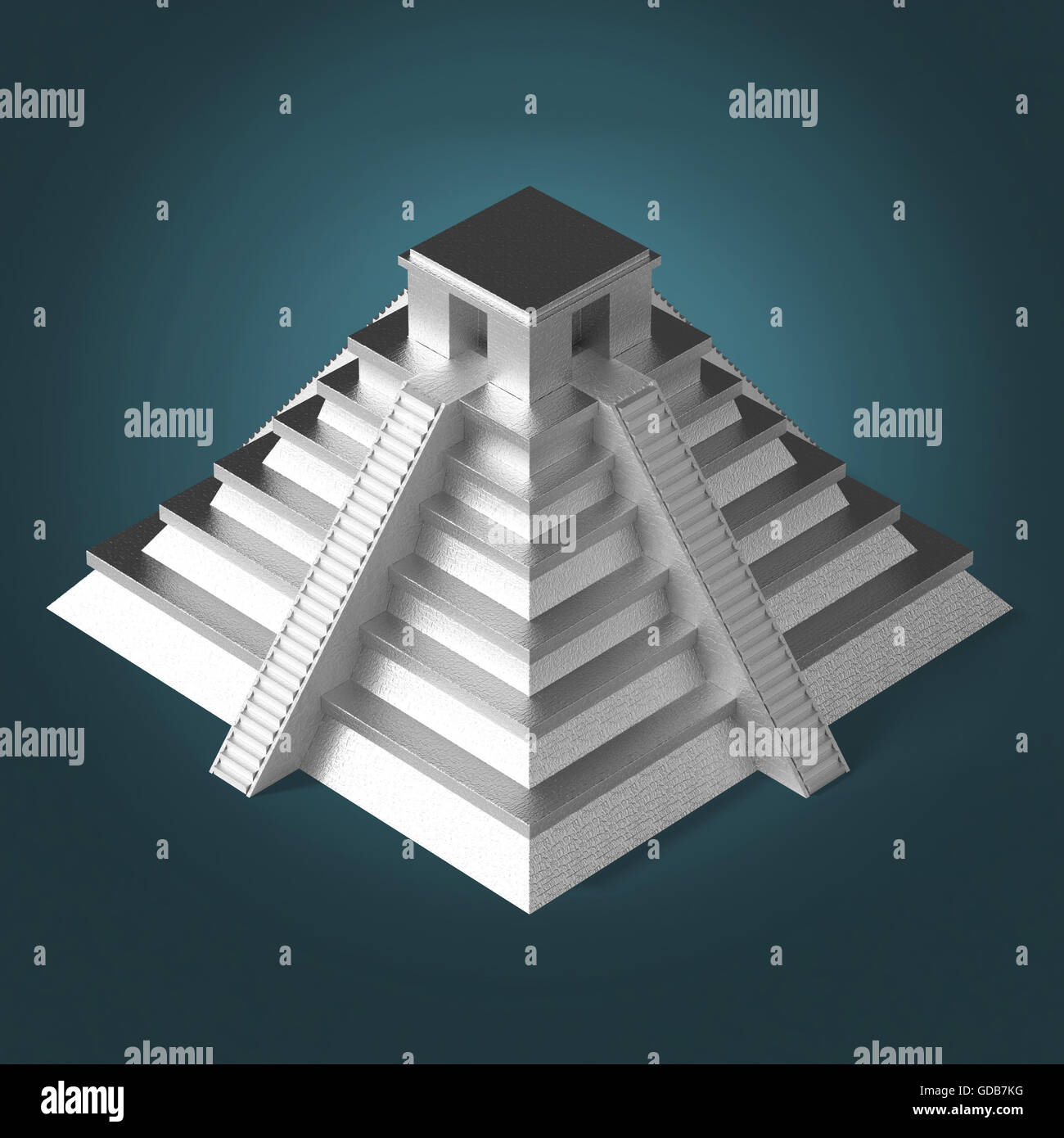 Precious golden metal Mexican Mayan Aztec Pyramid, high quality render ...