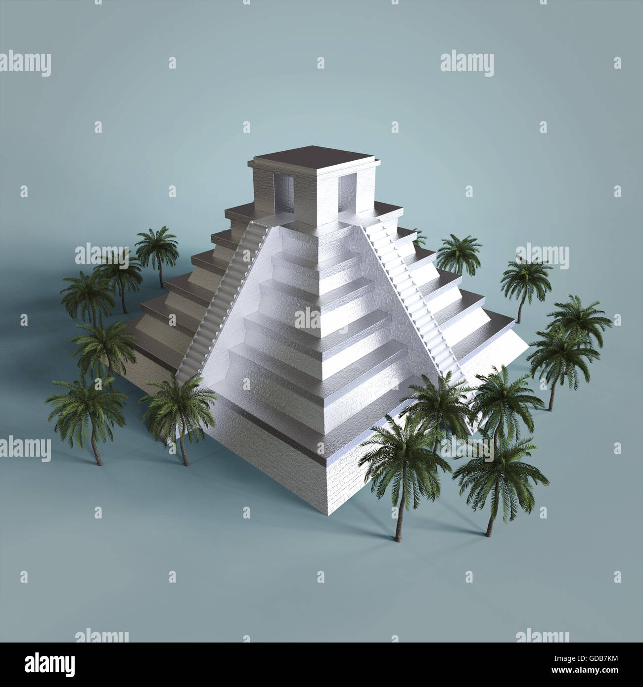 Precious golden metal Mexican Mayan Aztec Pyramid, high quality render ...