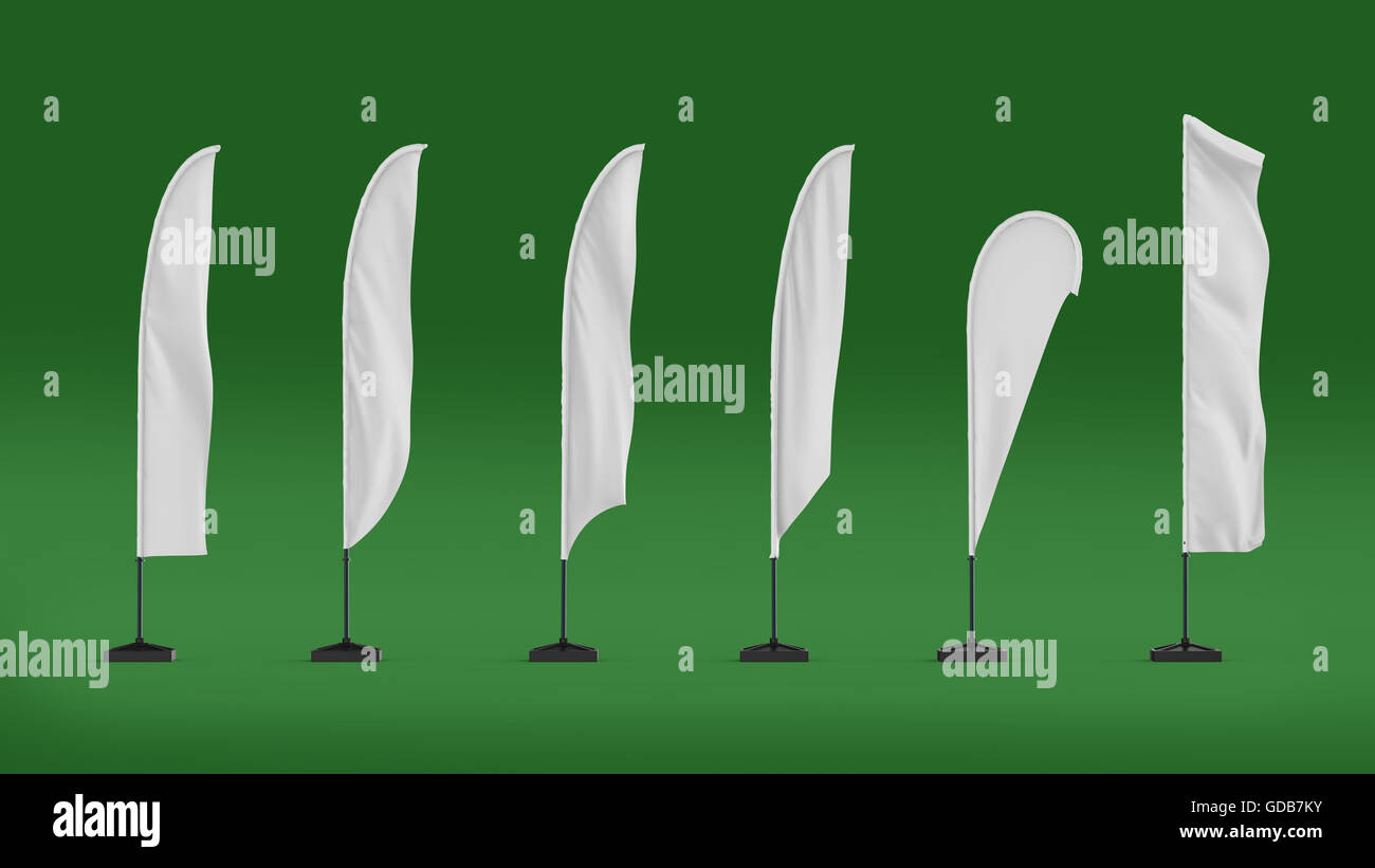 White Blank Expo Banner Stand beach flag. Trade show event booth ...