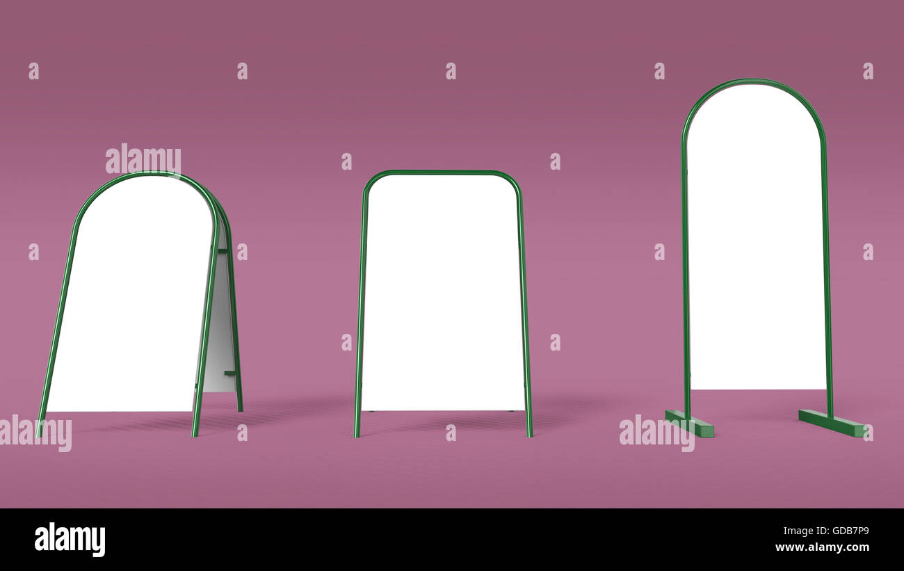 white advertising banner pillar stand mockup template isolated ...