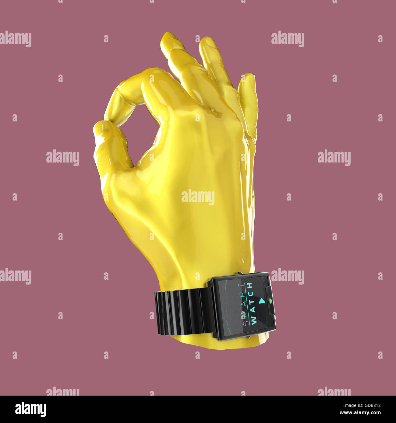 glossy car paint mannequin hand with luxury smart watch on wrist Stock ...