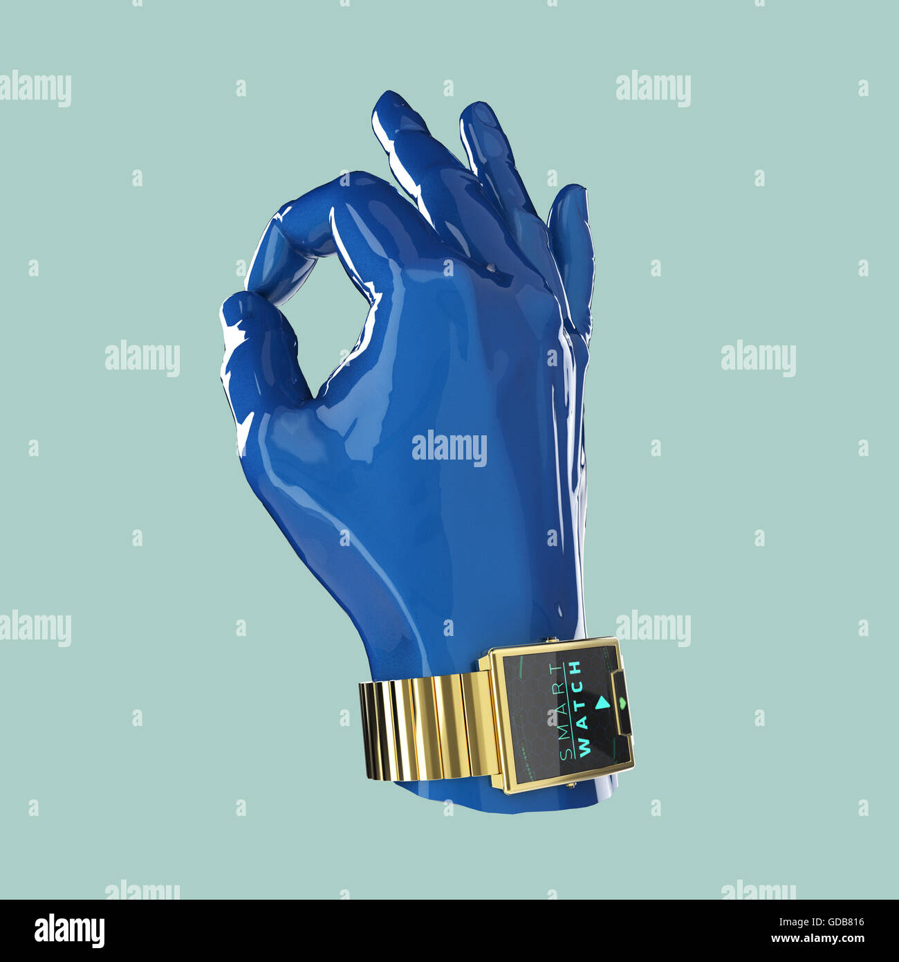 glossy car paint mannequin hand with luxury smart watch on wrist Stock ...