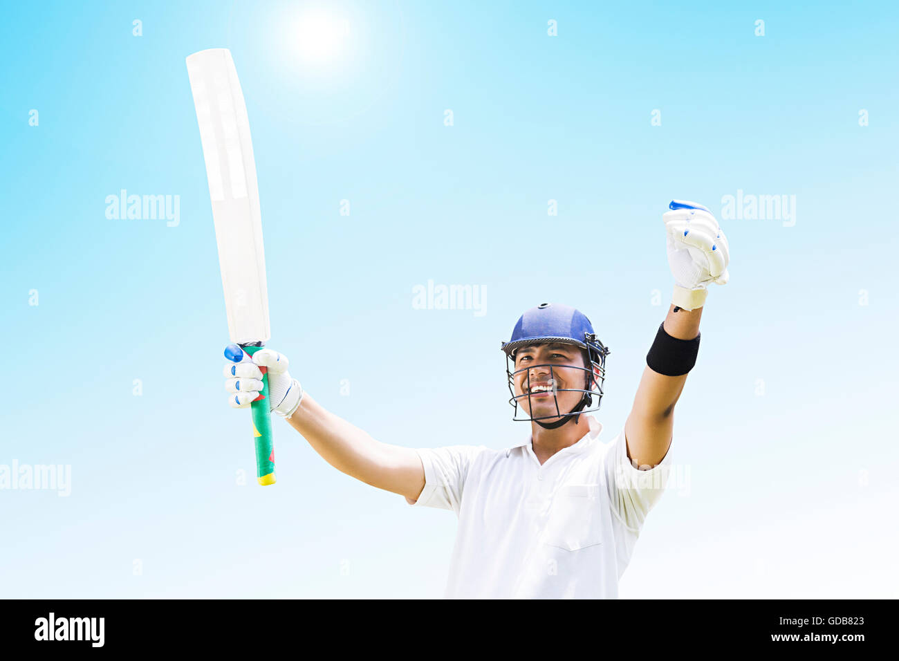 One Indian Young man Cricketer Century Victory Success Cricket Sports ...