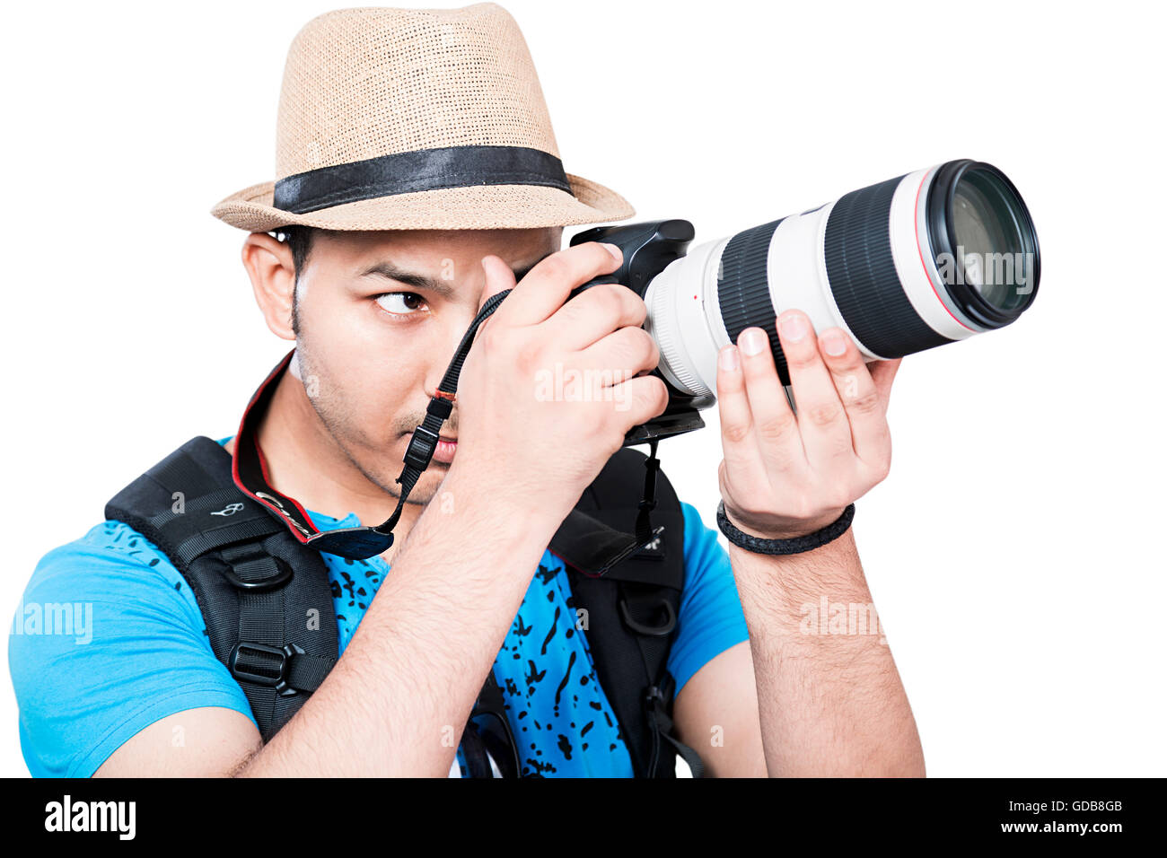 1 Indian Man Photographer Camera Looking Through Clicking Picture Stock ...