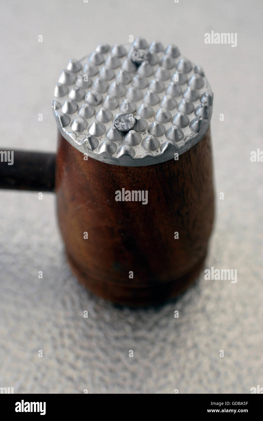 Vintage meat tenderizer made by wood and metal, second hand Stock Photo ...