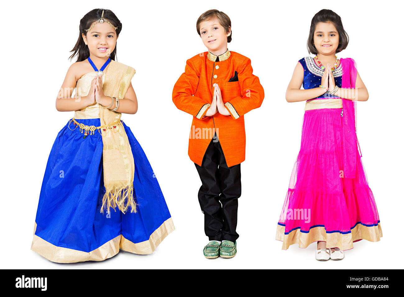 3 indians Kids friends Diwali Festival Joined Hands Welcome Stock Photo ...