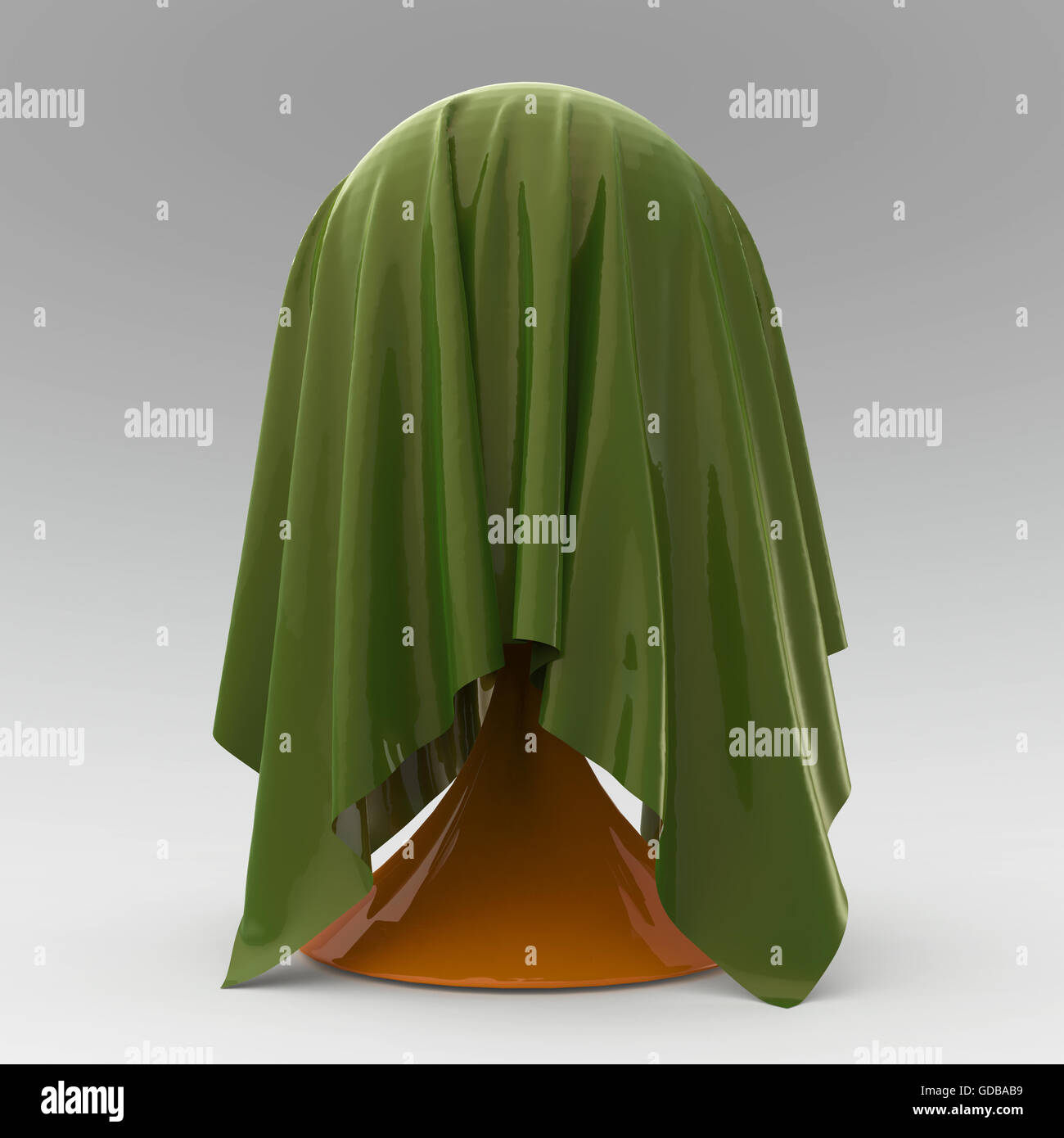 ball on conical stand covered with light grey matte fabric textile ...