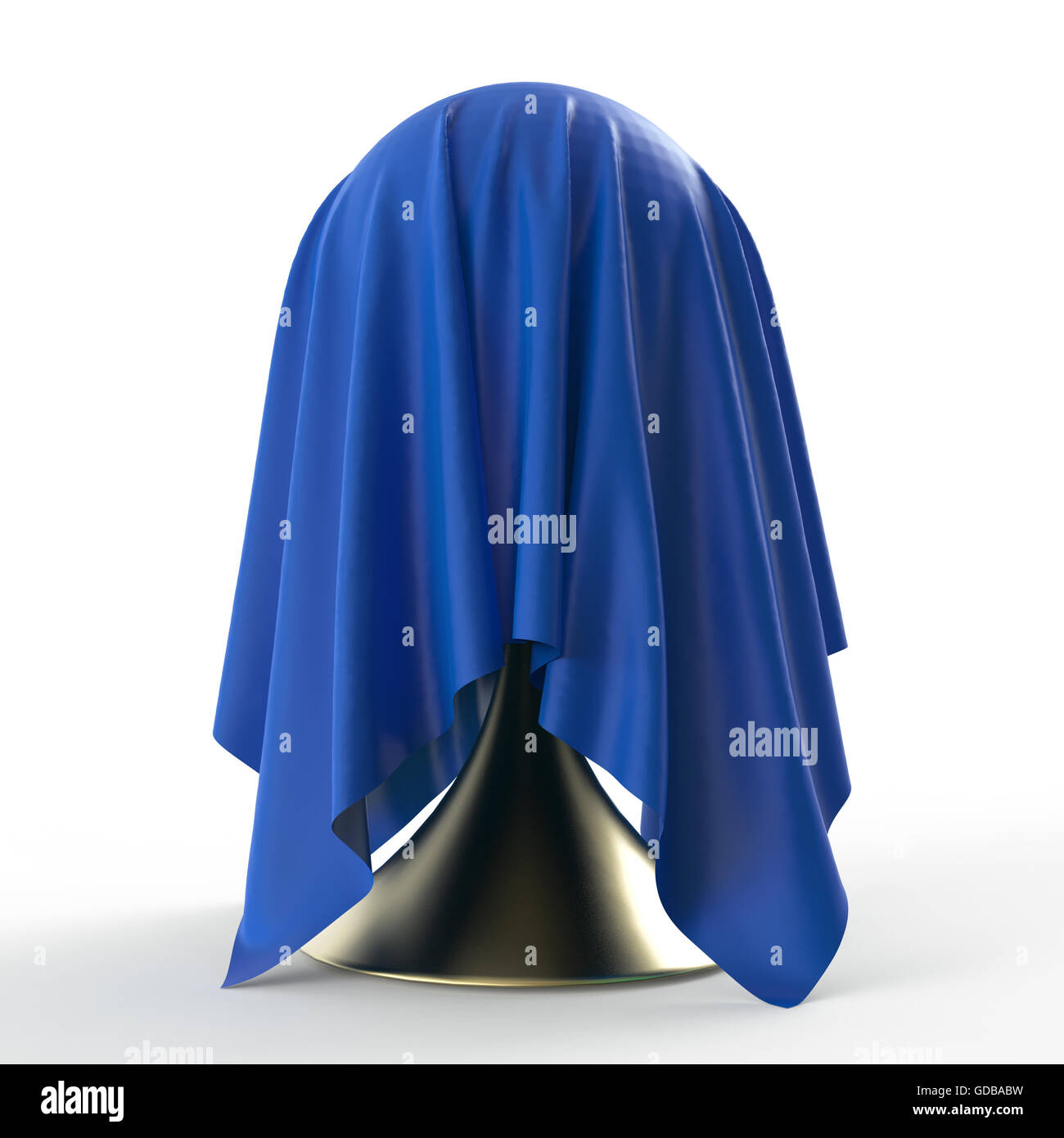 ball on conical stand covered with light grey matte fabric textile ...