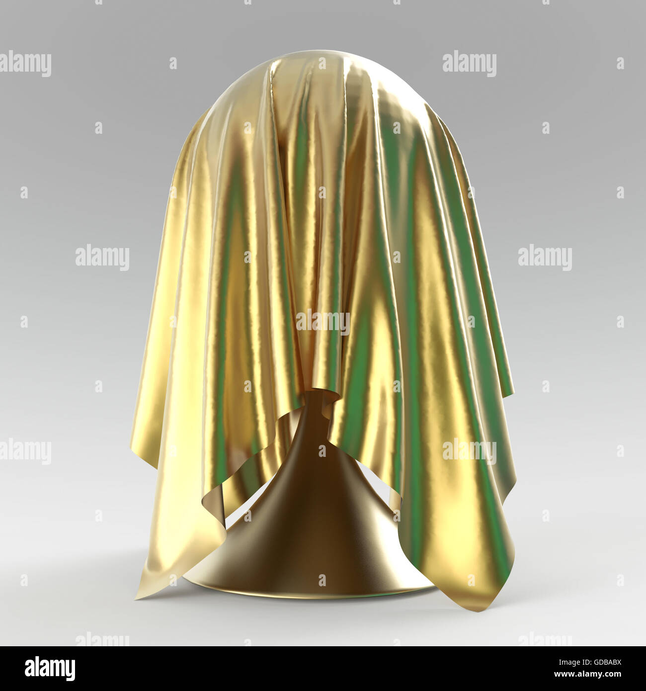 ball on conical stand covered with light grey matte fabric textile ...