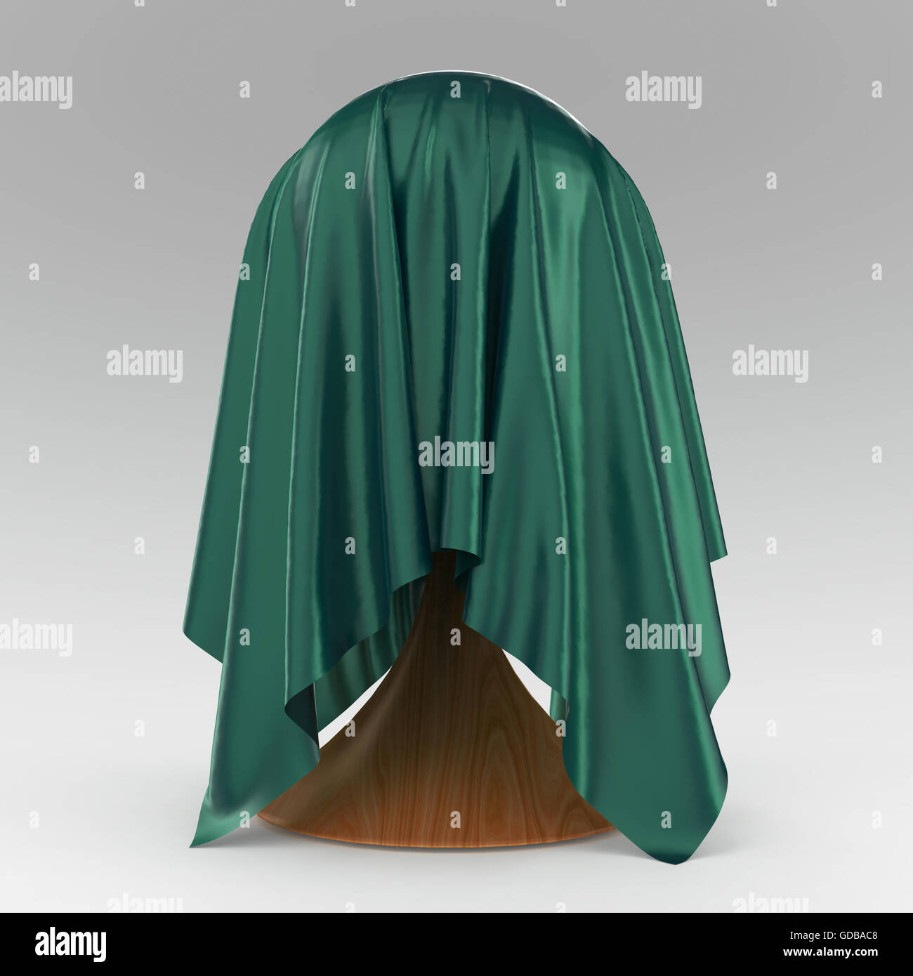 ball on conical stand covered with light grey matte fabric textile ...