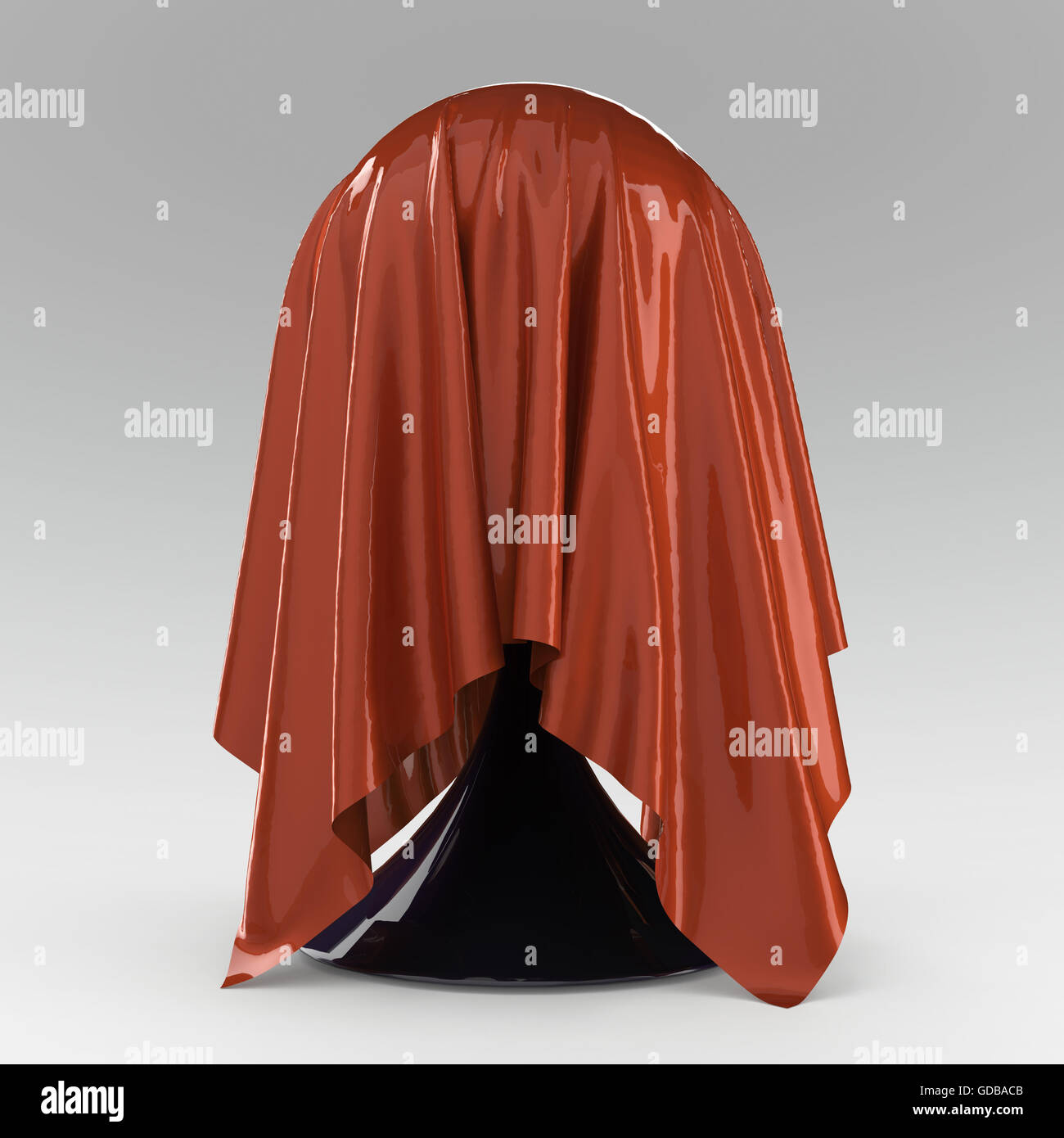 ball on conical stand covered with light grey matte fabric textile ...