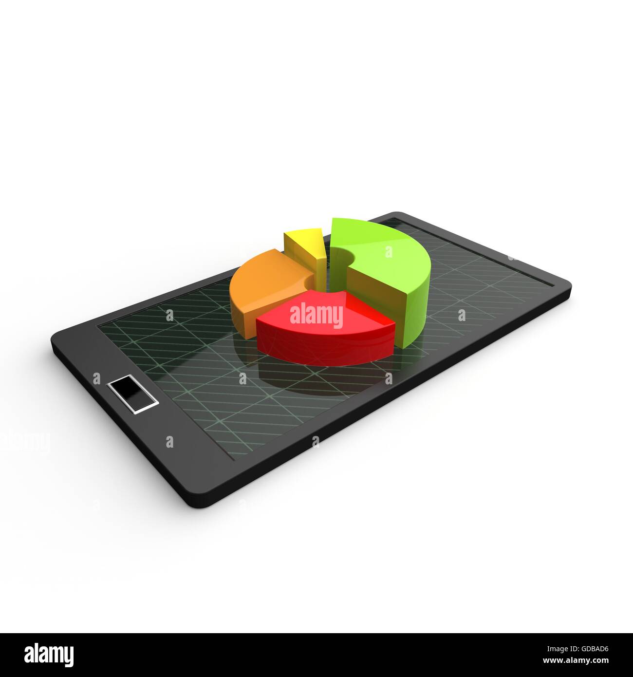 Simple tablet PC with 3d pie diagram chart on screen Stock Photo - Alamy