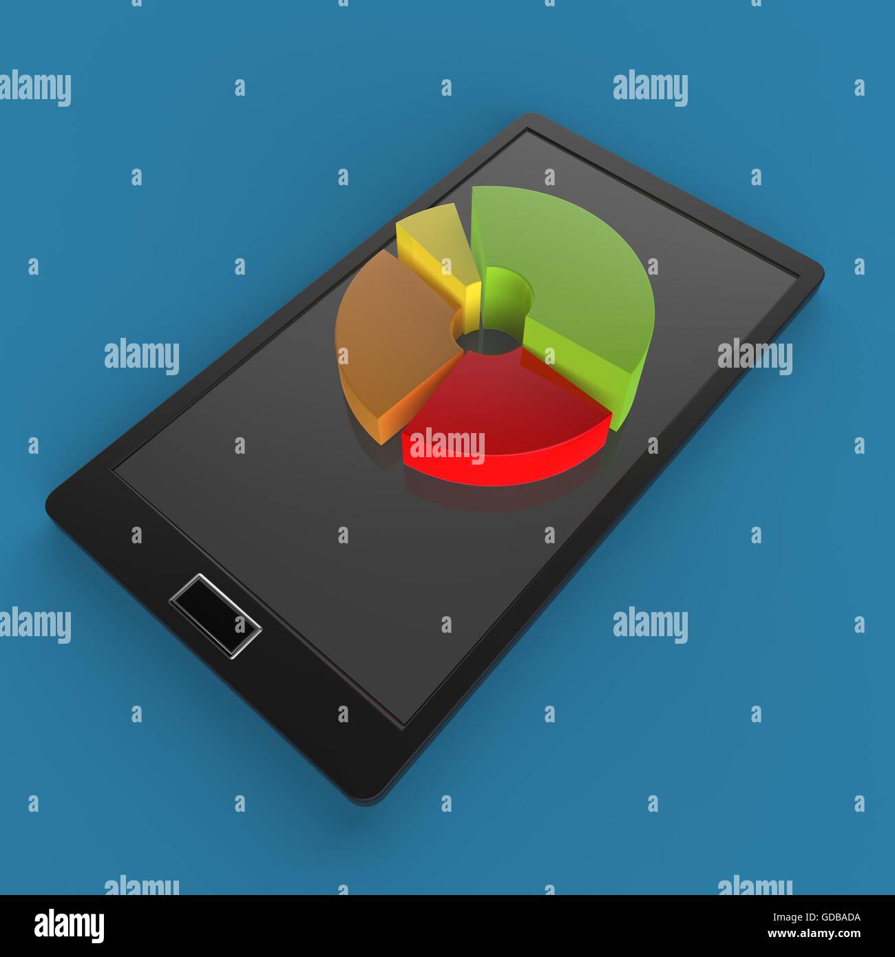 Simple tablet PC with 3d pie diagram chart on screen Stock Photo - Alamy