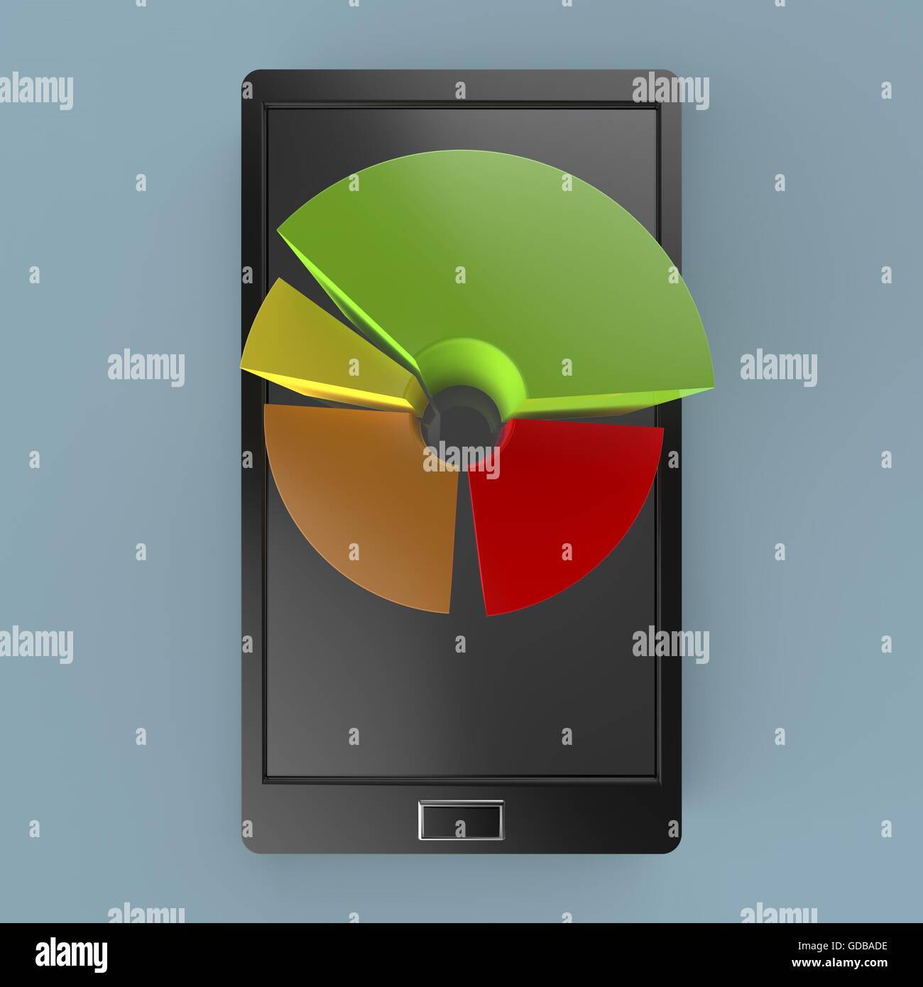 Simple tablet PC with 3d pie diagram chart on screen Stock Photo - Alamy
