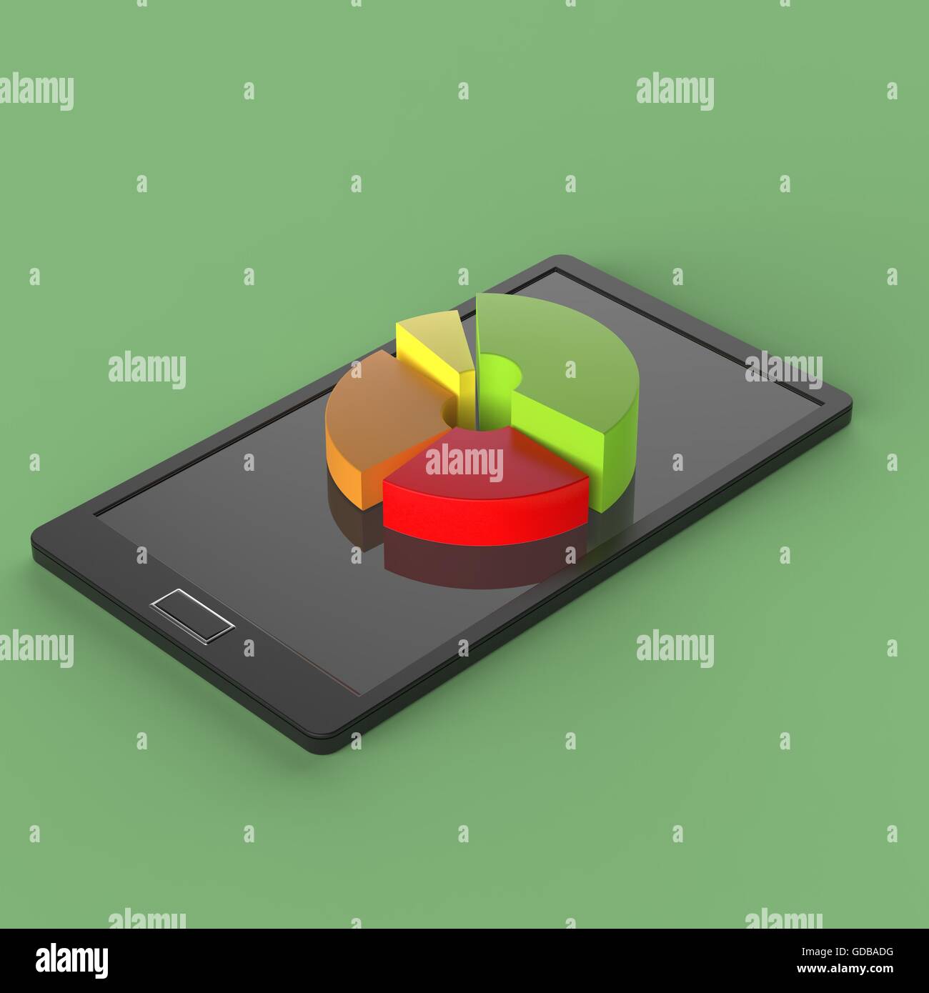 Simple tablet PC with 3d pie diagram chart on screen Stock Photo - Alamy