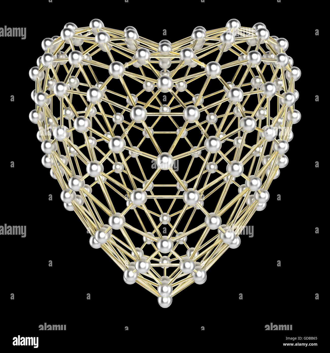 Heart shaped 3d molecule made of colorful shiny plastic balls and glass ...