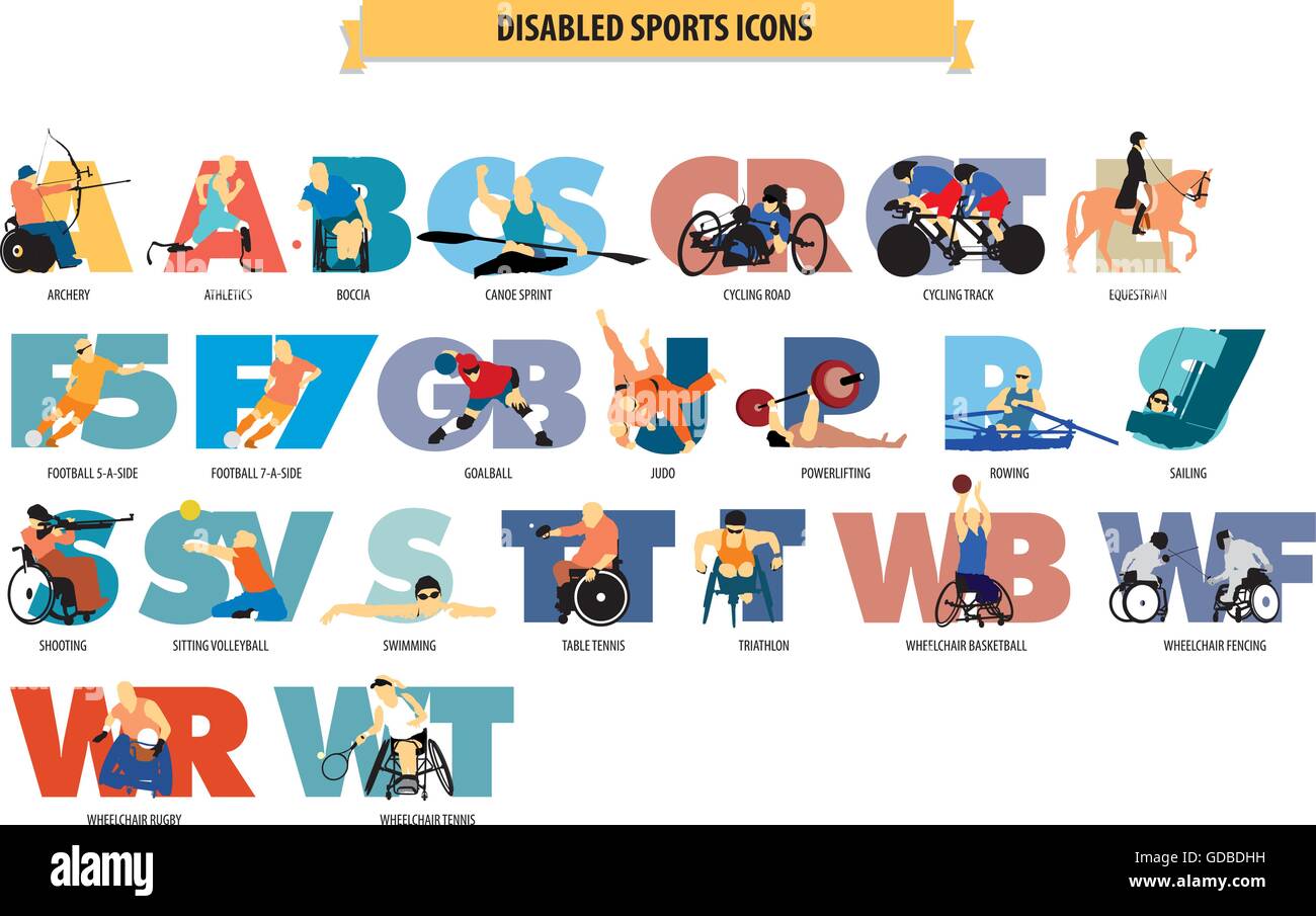 series of 23 icons of adapted sports Stock Vector Image & Art - Alamy