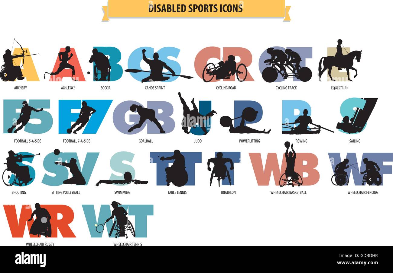 Disabled sports sillouette icons Stock Vector Image & Art - Alamy