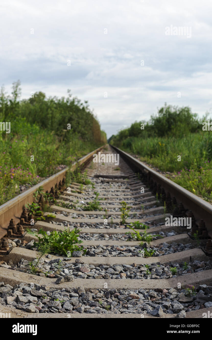 Rails stretching into the distance Stock Photo - Alamy