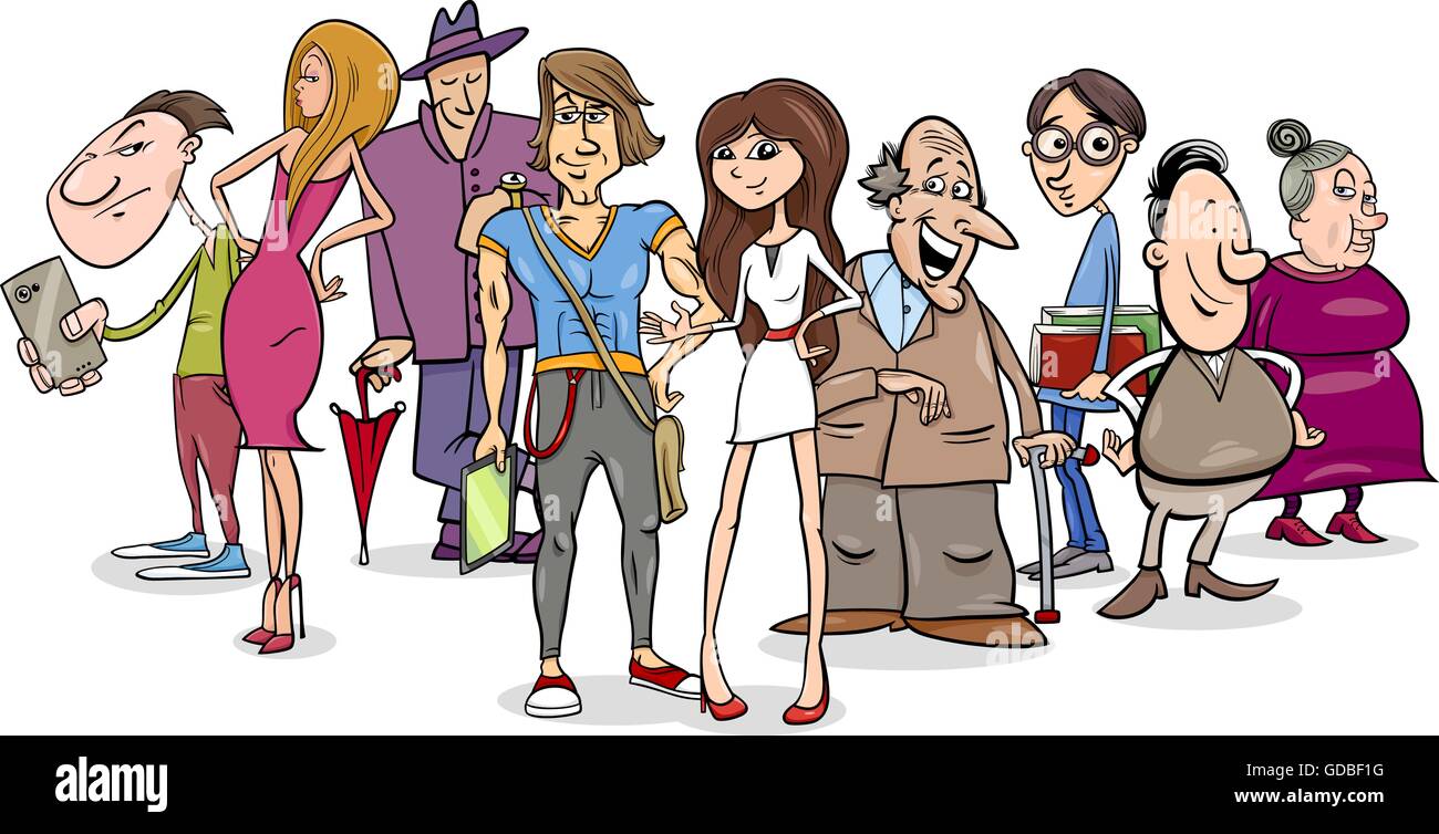 Cartoon Illustration of Different People Characters Group Stock Vector ...