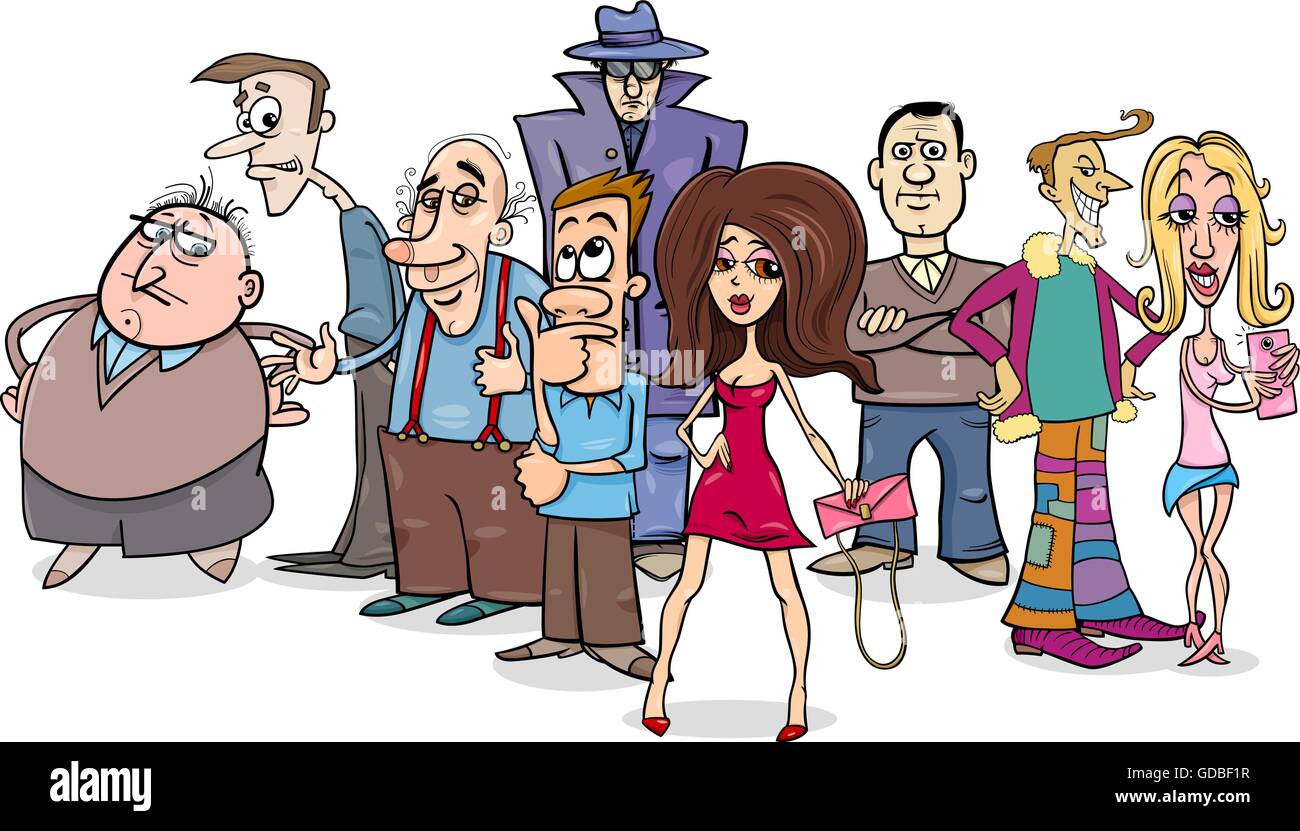 Cartoon Humorous Illustration of People Characters Group Stock Vector ...