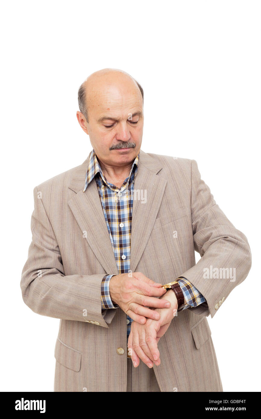 Elderly hand wrist watch hi-res stock photography and images - Alamy