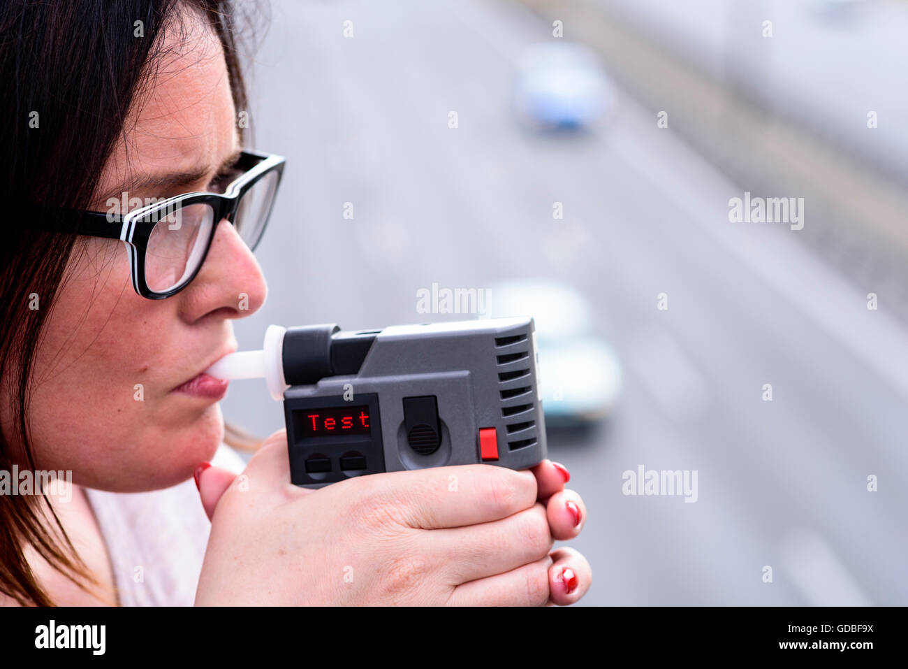 woman investigating on alkom alcohol level Stock Photo - Alamy