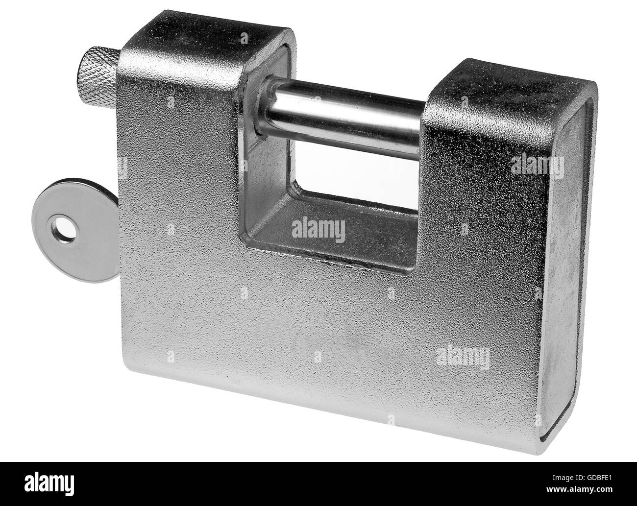 Solid satin lock with hardened steel piston Stock Photo - Alamy