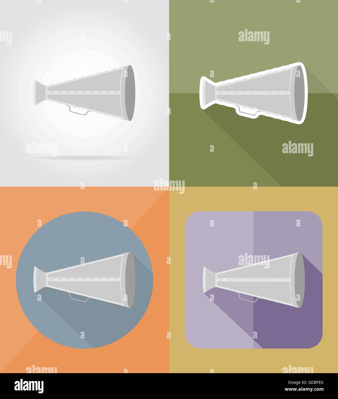 old megaphone flat icons vector illustration isolated on background ...