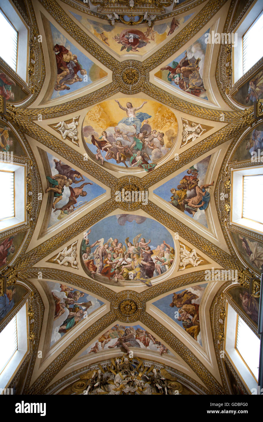 Painted baroque ceiling in the church of St. Martin's Charter house ...