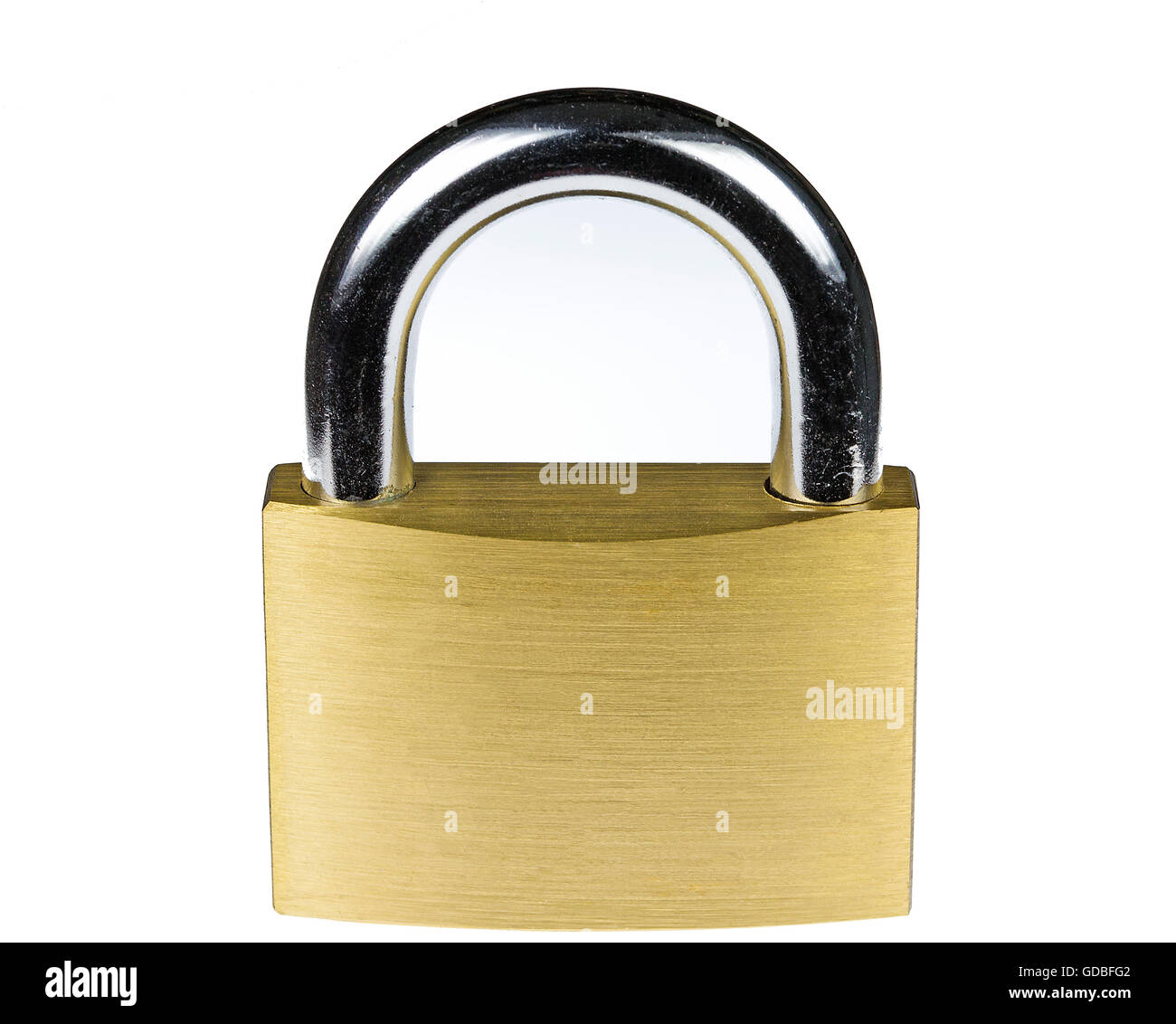 Solid brass satin lock with hardened steel temperated shackle Stock ...