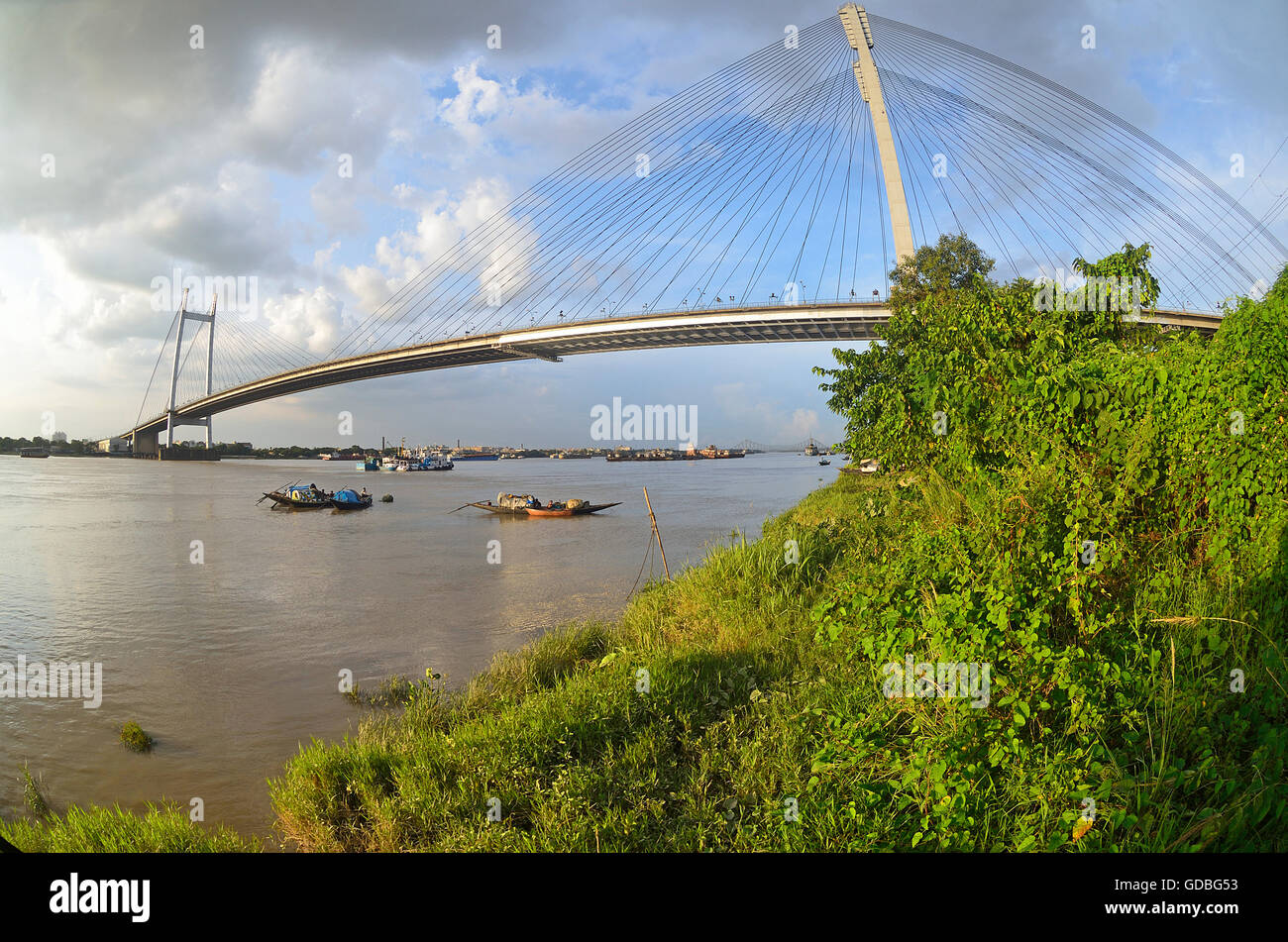 Second Hooghly Bridge at sunset, Kolkata, West Bengal, India Stock ...