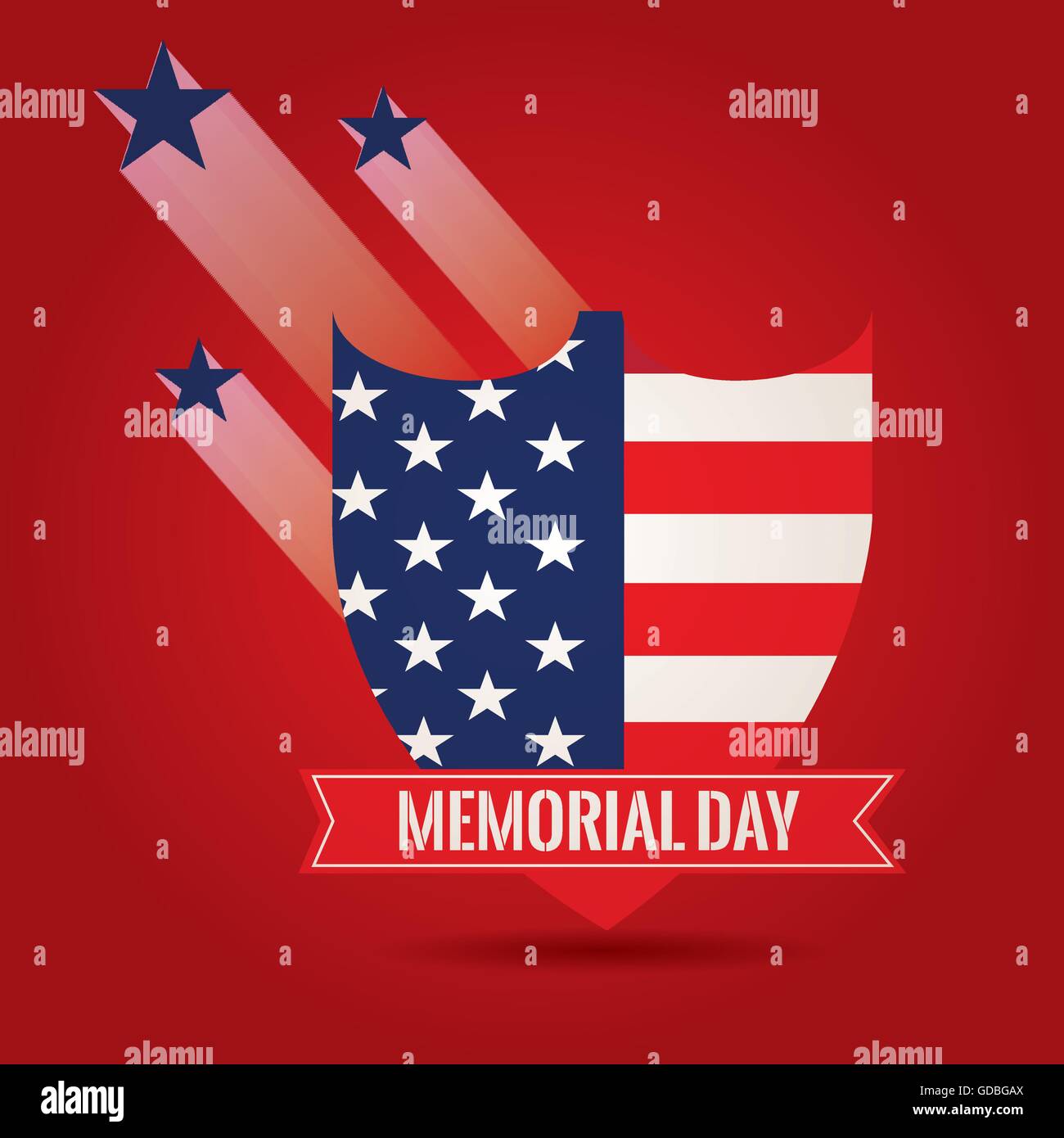 Isolated heraldry shield with the american flag and a ribbon with text ...