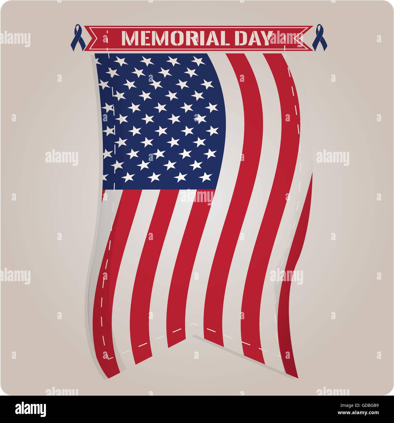 Isolated banner with the american flag and a ribbon with text for ...