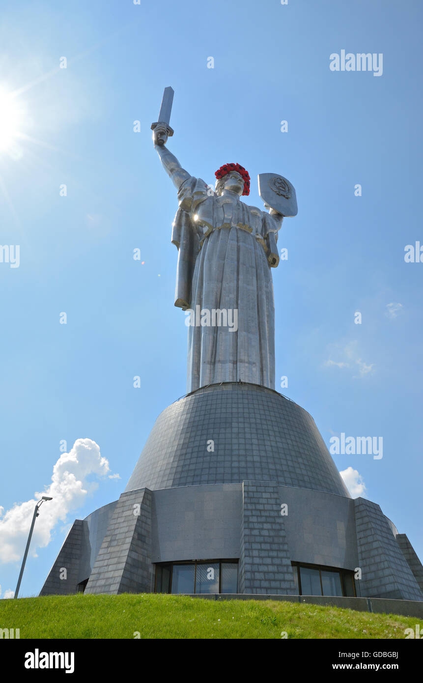 Monumental statue of the "Mother Motherland" is decorated with the ...