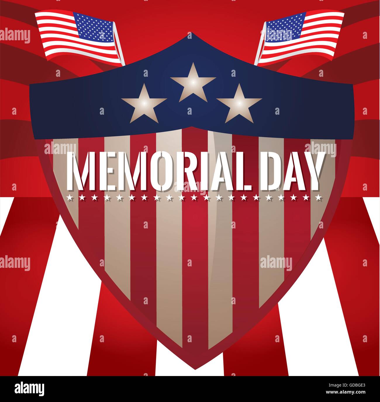 Colored background with american flags and a heraldry shield for ...