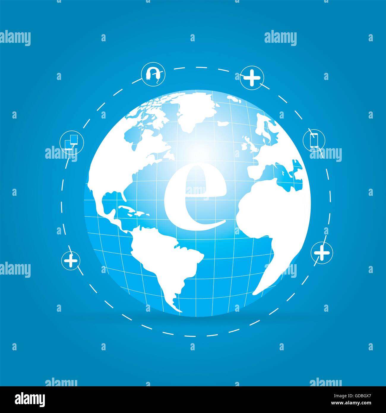 Isolated planet icon with different icons on a blue background Stock ...
