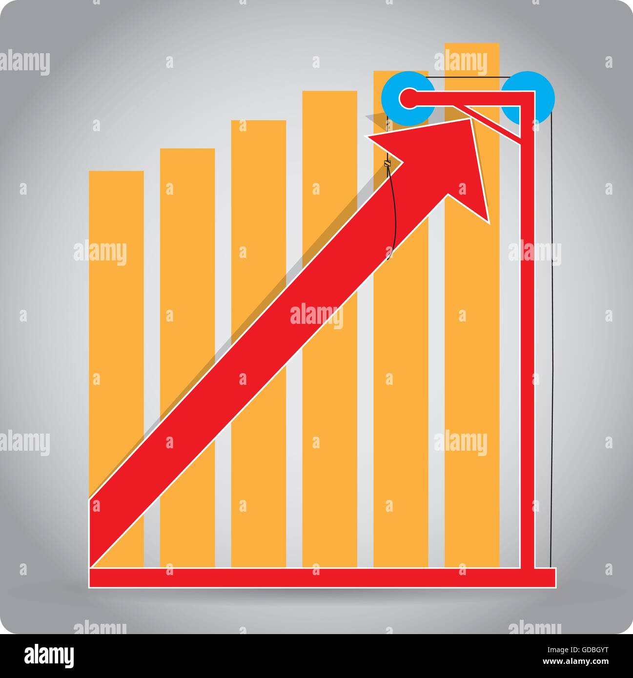Grey background with a profit graph, bars and an arrow Stock Vector ...