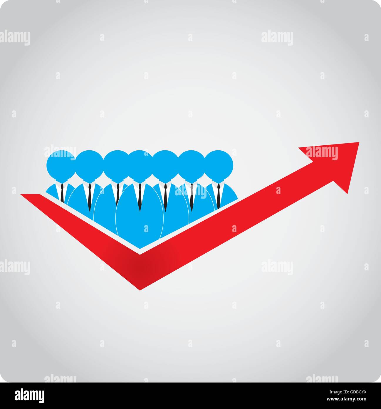 Isolated profit bar with an arrow and a group of people on a grey ...