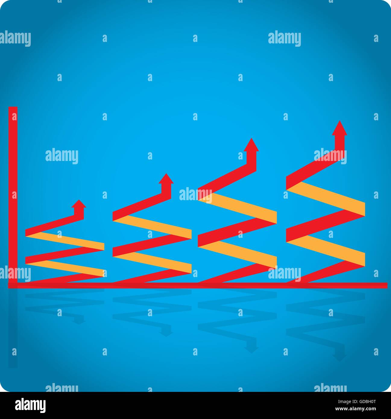 Isolated business graph with arrows on a blue background Stock Vector ...