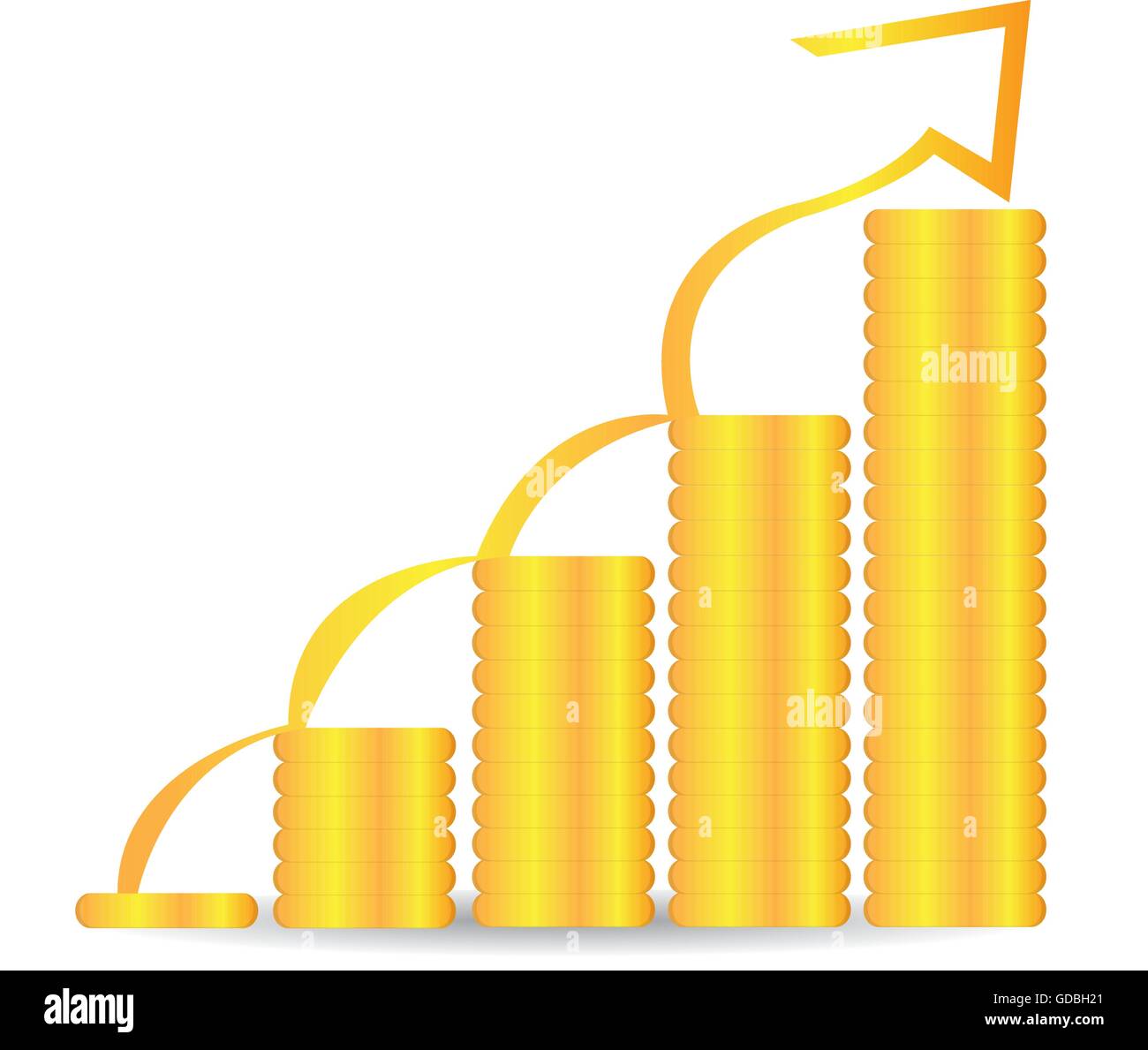 Isolated business graph with coins as bars and an arrow Stock Vector ...
